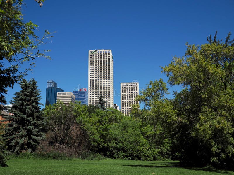 Edmonton Cityscape of Downtown Buildings and Bridge Editorial Image ...