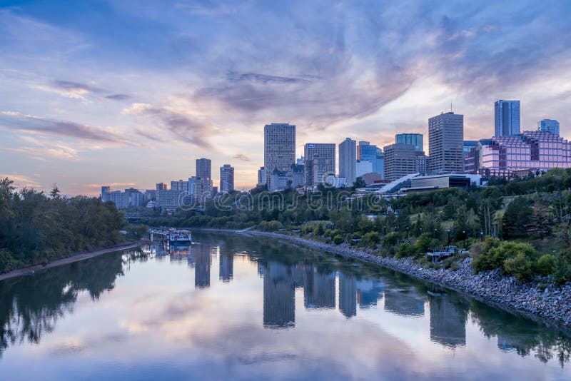 Edmonton Downtown with Extraordinary Clouds Background at Sunset Time ...