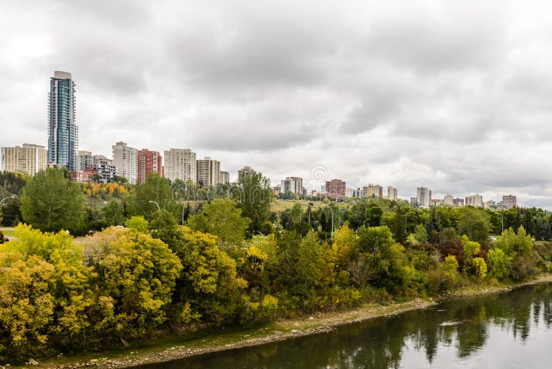 Edmonton from the River stock image. Image of architecture - 83806859