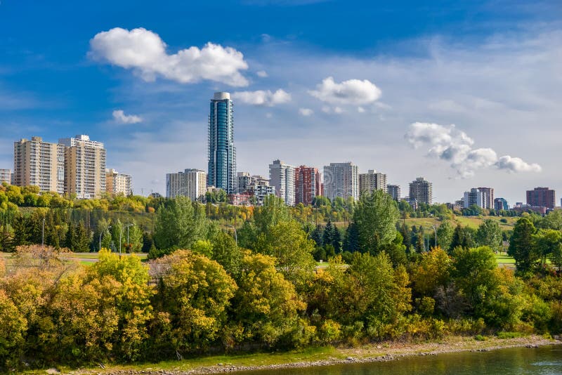 Edmonton from the River stock photo. Image of center - 83807234