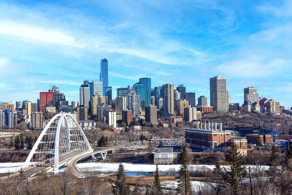 Edmonton Skyline in Alberta, Canada in Spring Stock Image - Image of ...
