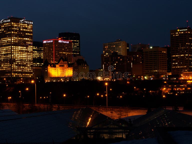 Edmonton Skyline at Night editorial stock photo. Image of winter - 49718358