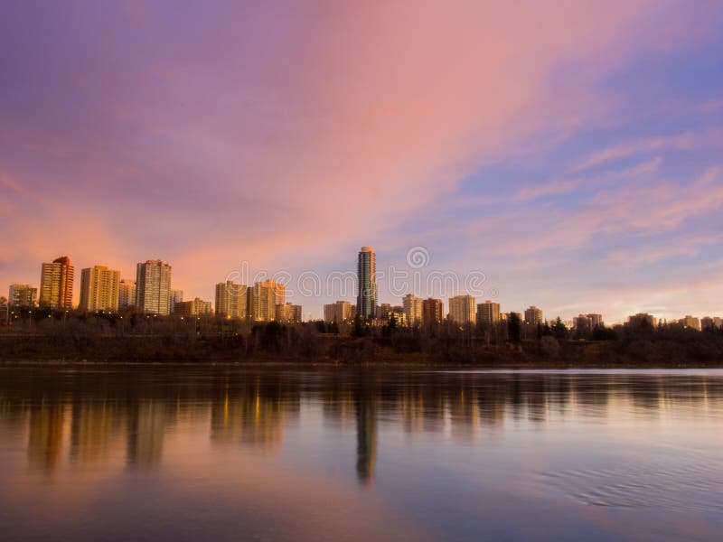 Edmonton Sunrise stock image. Image of reflect, golden - 80588817