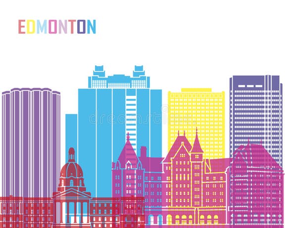 Edmonton V2 skyline pop stock vector. Illustration of canada - 86643841