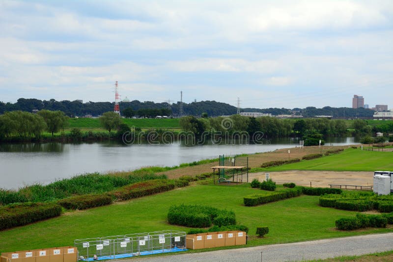 Edo River, Tokyo, Japan stock image. Image of boatmen - 75597067