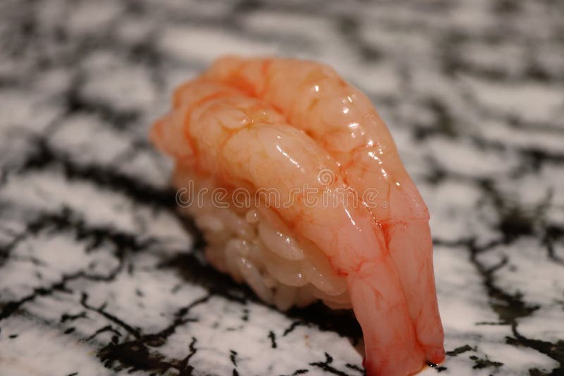 Edomae (Edo Style) Sushi: Sweet Shrimp Stock Photo - Image of close ...