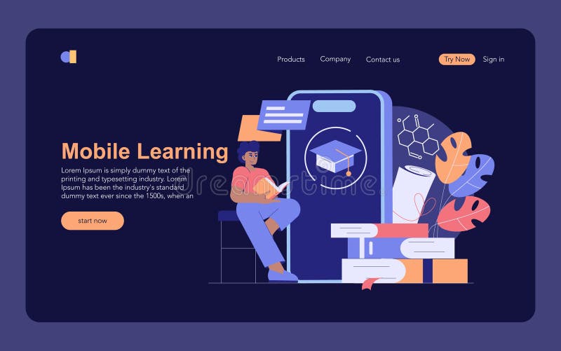 Edtech. Flat Vector Illustration Stock Vector - Illustration of mobile, digital: 352640668