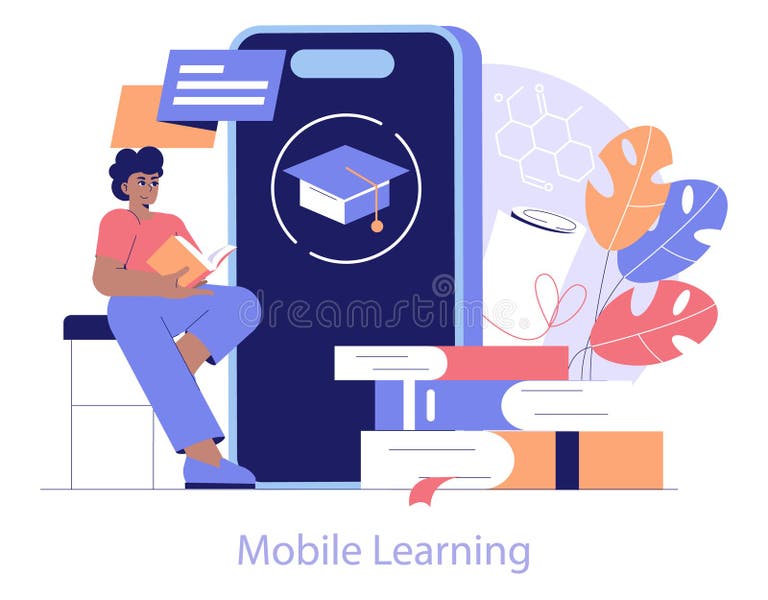 Edtech. Flat Vector Illustration Stock Vector - Illustration of read, resource: 348134607