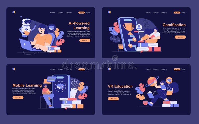 Edtech. Flat Vector Illustration Stock Vector - Illustration of design, technology: 345100562