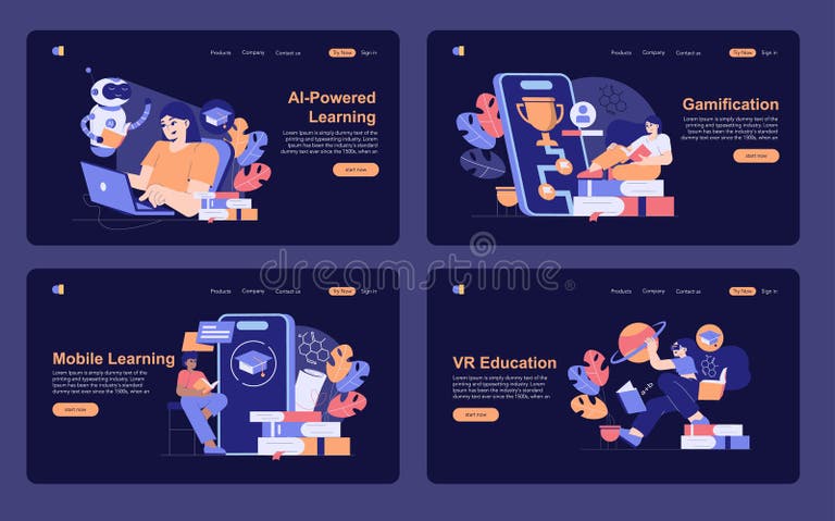 Edtech. Flat Vector Illustration Stock Vector - Illustration of design, technology: 345100562