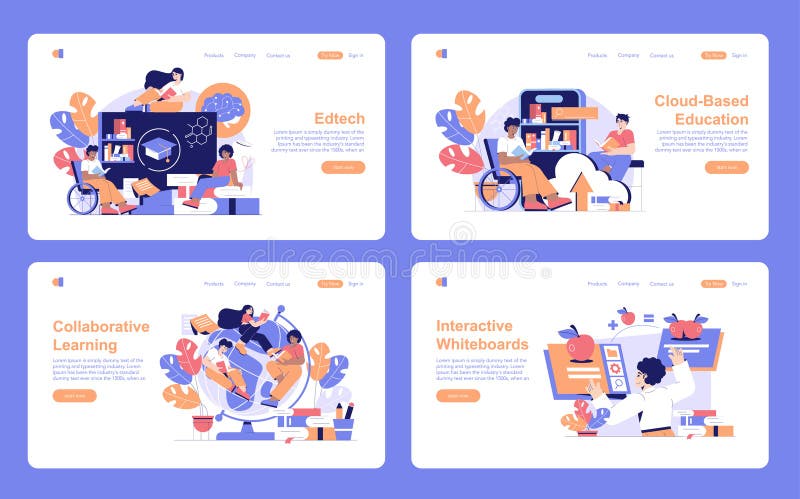 Edtech. Flat Vector Illustration Stock Vector - Illustration of accessibility, collaborative ...