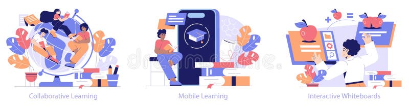 Edtech. Flat Vector Illustration Stock Vector - Illustration of technology, digital: 345879851