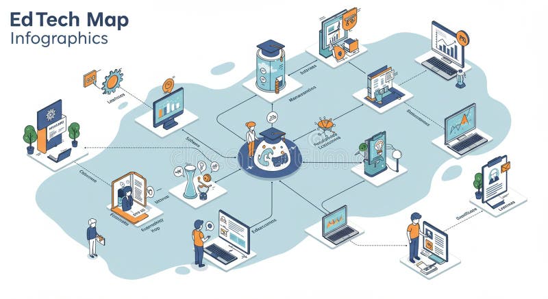 EdTech Map Infographics Illustrating Interconnected Educational ...