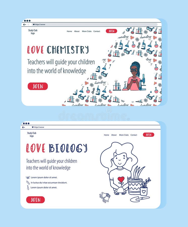 EdTech and Online Education Website Templates in Doodle. Stock Vector ...