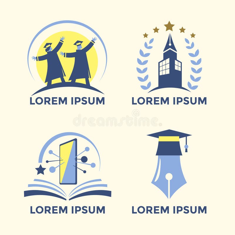 Set of Colorful School Badge and Education Stock Illustration ...