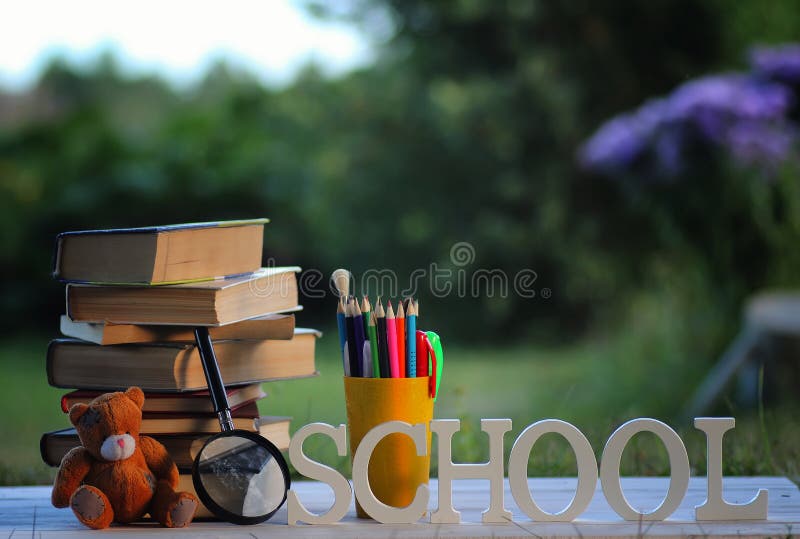 Educaion Back School Book Stack Page Outdoor Stock Image - Image of ...