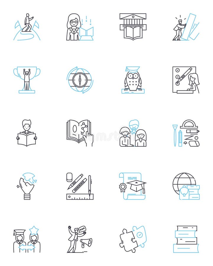 Educated Campus Linear Icons Set. Knowledgeable, Intellectual, Studious ...