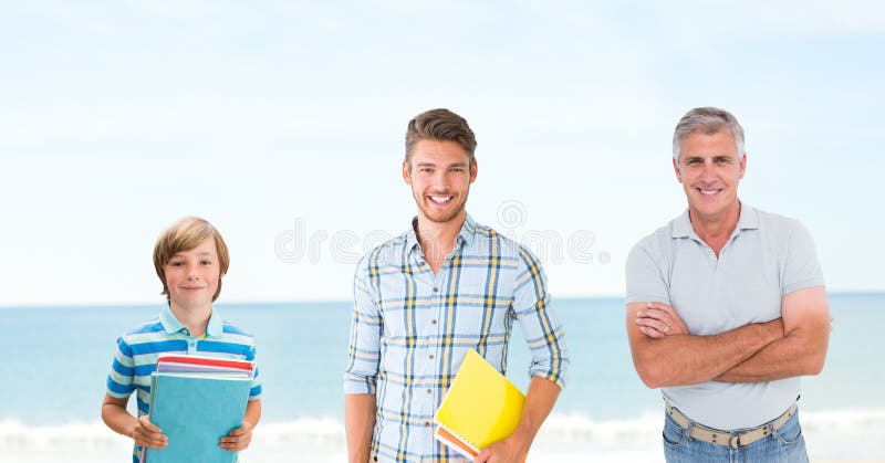 Educated Men of Age Generations Growing Up with Sea Stock Photo - Image ...