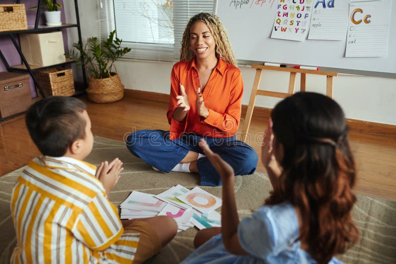 Educating Children in Bright Classroom Setting Stock Photo - Image of ...