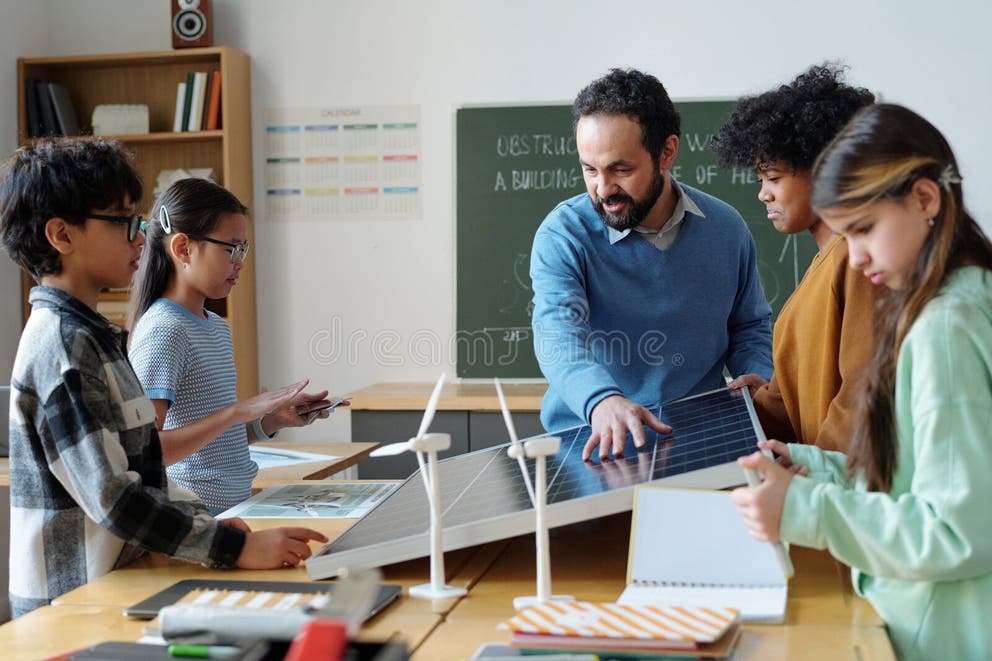 Educating Young Minds Using Solar Panel Demonstration Stock Photo - Image of student, teacher ...