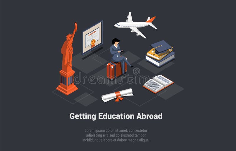 Education Abroad, Work and Travel Program Concept. Woman Exchange ...