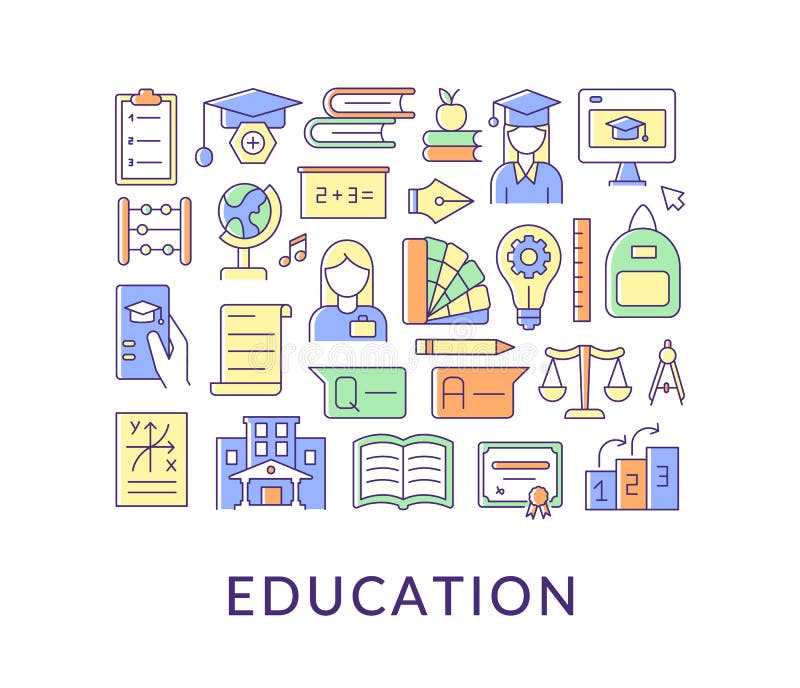 Education Abstract Color Concept Layout with Headline Stock Vector ...