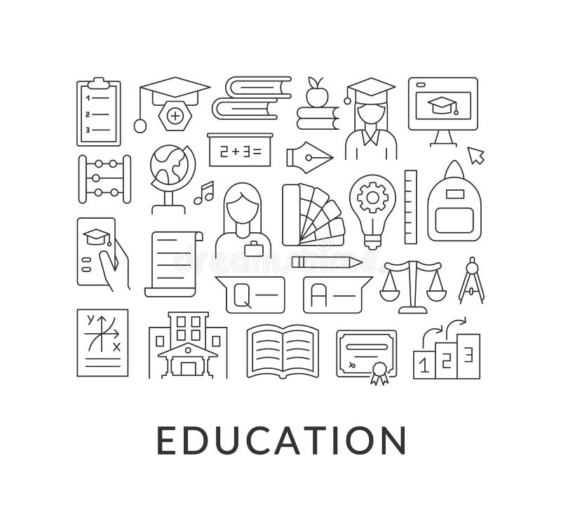 Education Abstract Linear Concept Layout with Headline Stock Vector ...