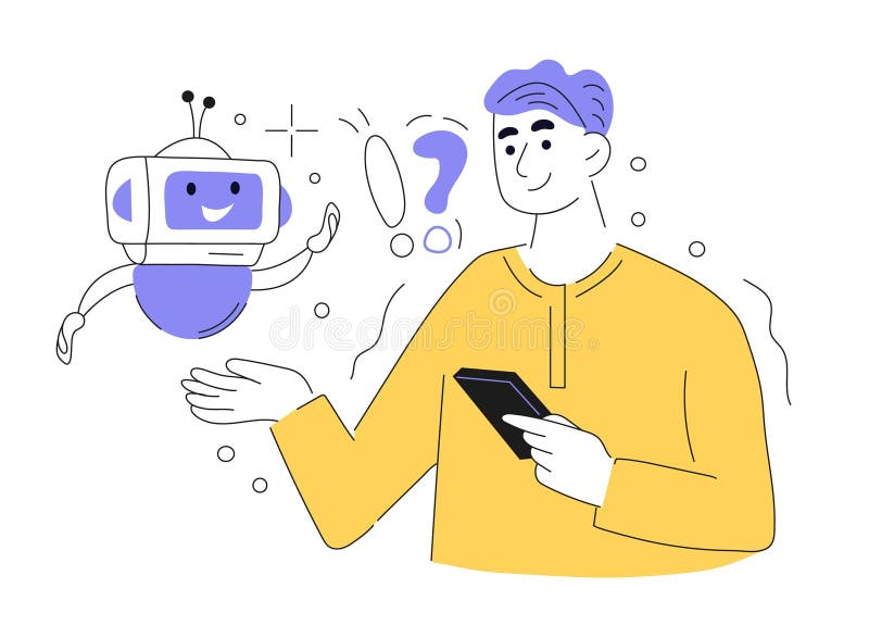 Education with AI Technology Vector. Students and Teachers Using ...