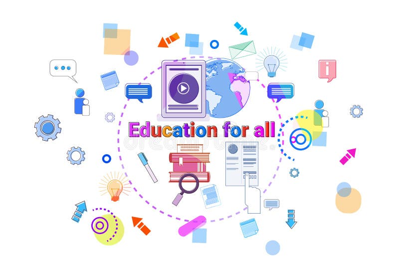 Education for All Banner Study Online Elearning Concept Stock Vector ...