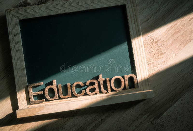 Education Alphabet Wooden Letters on Mini Blackboard Stock Photo ...