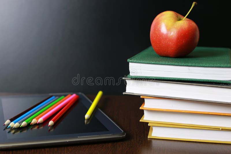 Education an Apple and Books Stock Photo - Image of green, academy ...