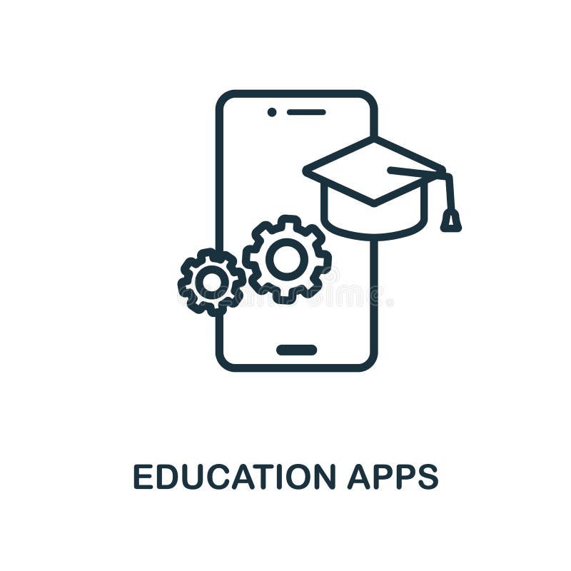 Education Apps Icon Outline Style. Thin Line Creative Education Apps ...