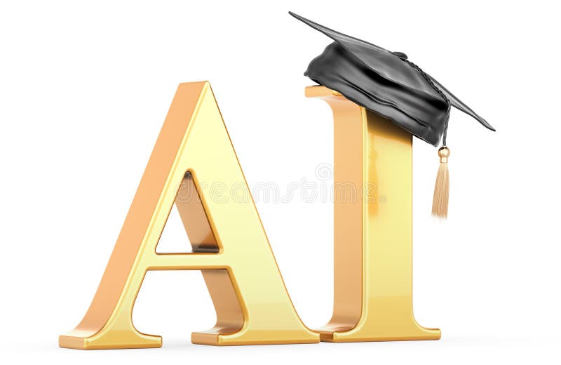 Education Artificial Intelligence Concept. AI with Education Hat, 3D ...