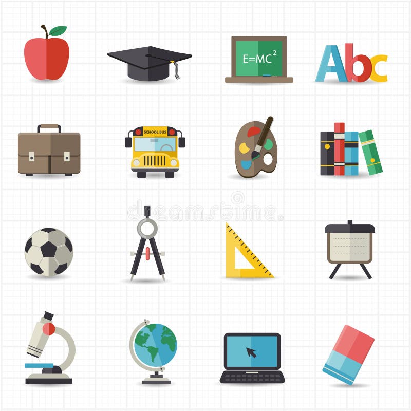 Education Back To School Icons Stock Vector - Illustration of computer ...