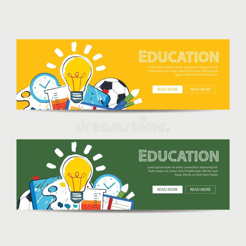 Education banner stock vector. Illustration of glass - 11951984