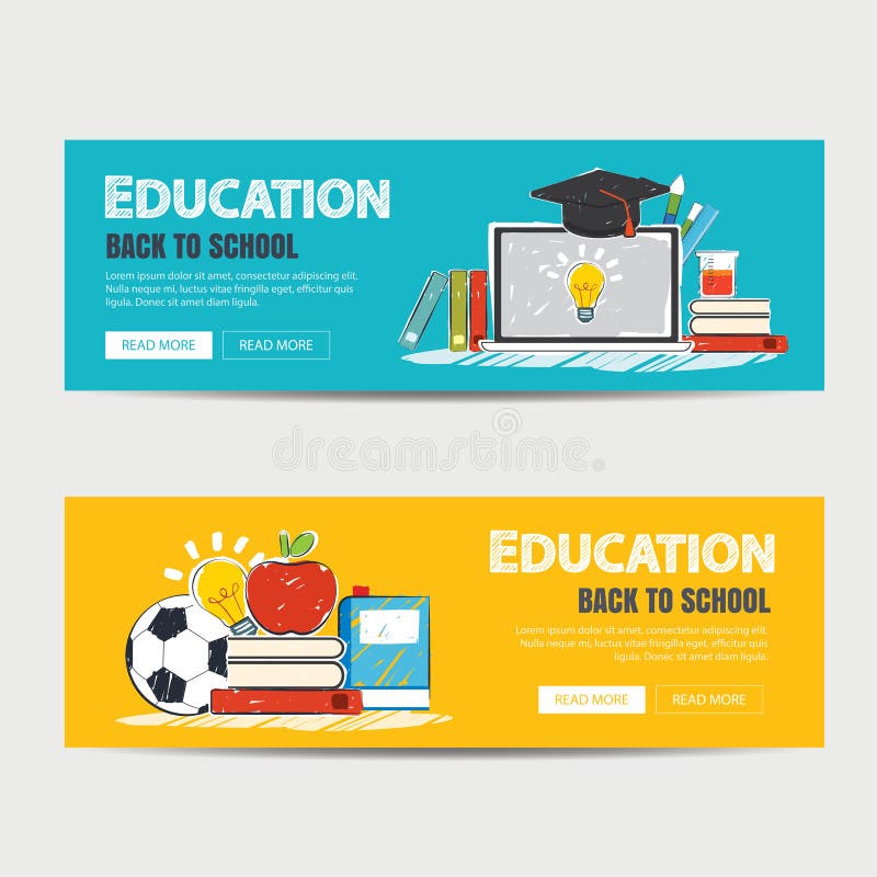 Education Banner and Back To School Background Template Stock Vector ...