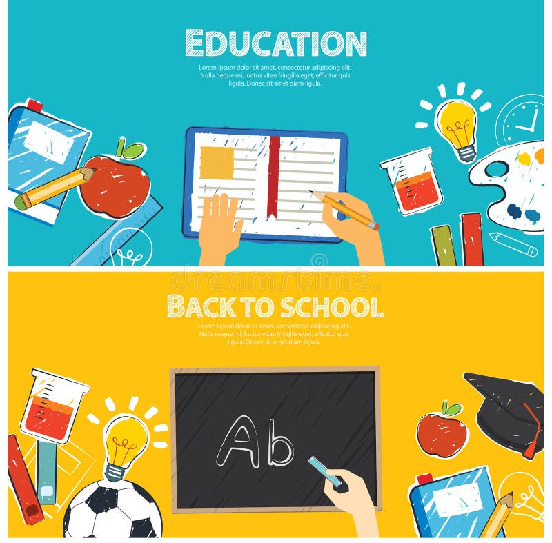 Education Banner and Back To School Background Template Stock Vector ...