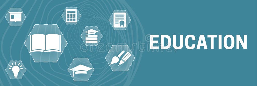 Education Banner Background with Icons Stock Vector - Illustration of ...