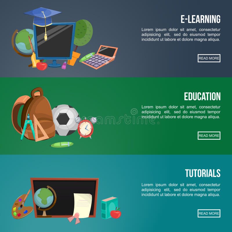 Education Banners Set stock vector. Illustration of background - 213191676