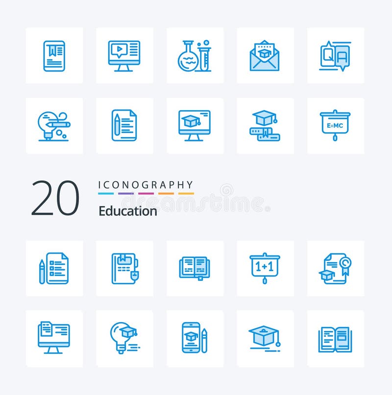 20 Education Blue Color Icon Pack Like Education Computer Education ...