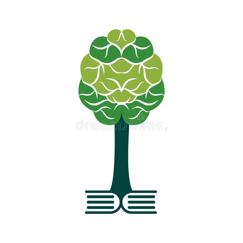 Education Brain Tree Logo with Book Concept Design Stock Illustration ...