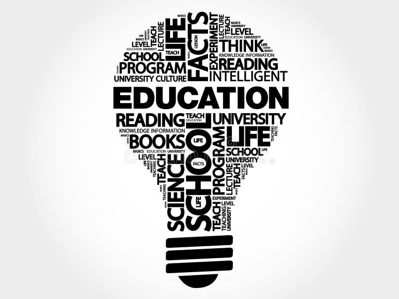 EDUCATION bulb word cloud stock illustration. Illustration of lamp ...