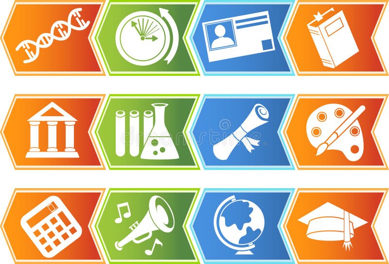 Education Button Set - Wheel Stock Vector - Illustration of graduation ...