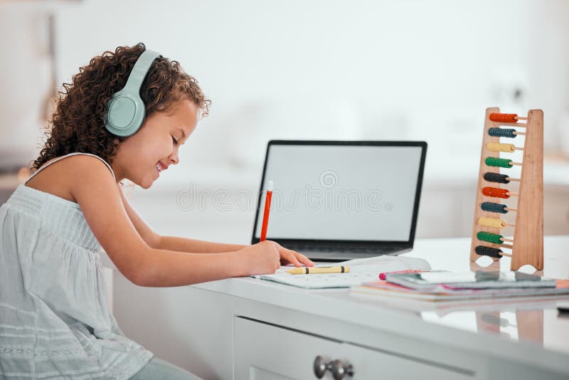 Education Can Be Fun. a Little Girl Doing Homework at Home. Stock Photo ...