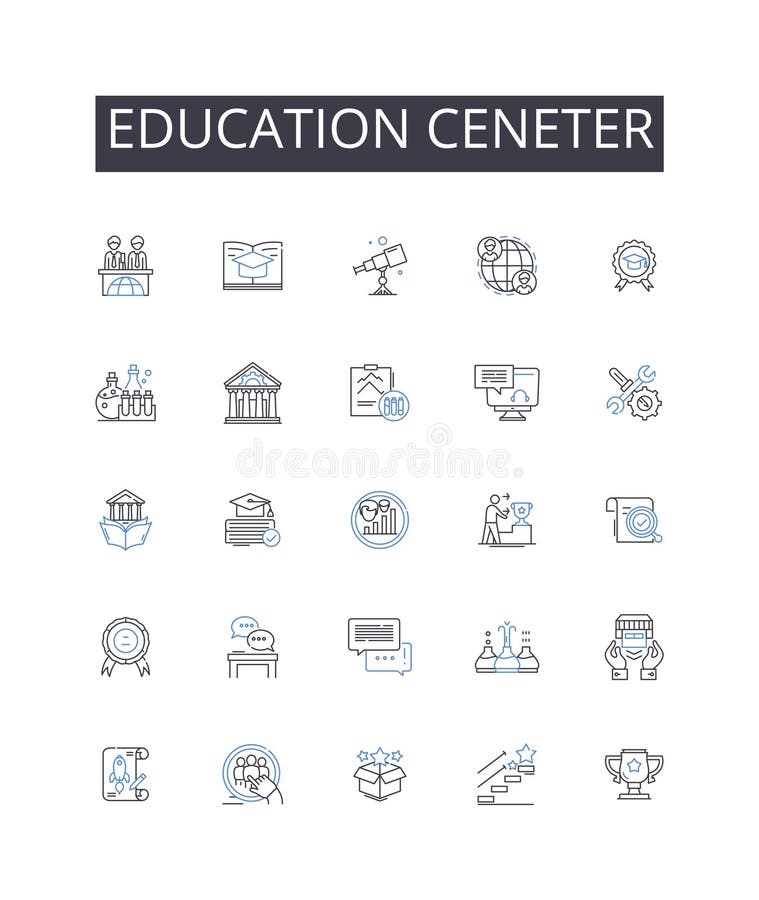 Education Ceneter Line Icons Collection. Learning Hub, Training ...