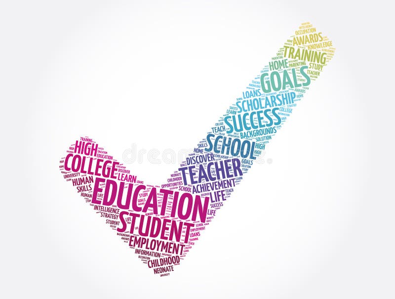 Education Check Mark Word Cloud Collage, Concept Background Stock ...