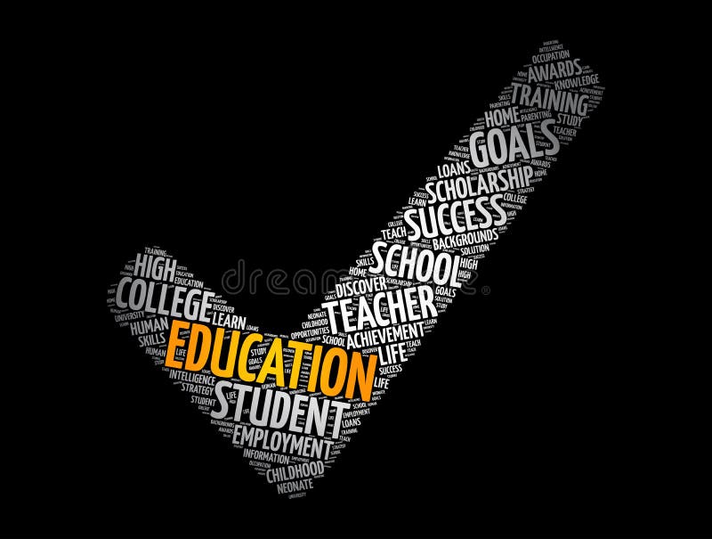 Education Check Mark Word Cloud Collage, Concept Background Stock ...