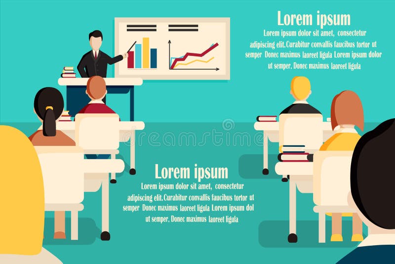 Education Classroom Banner. Stock Illustration - Illustration of people ...