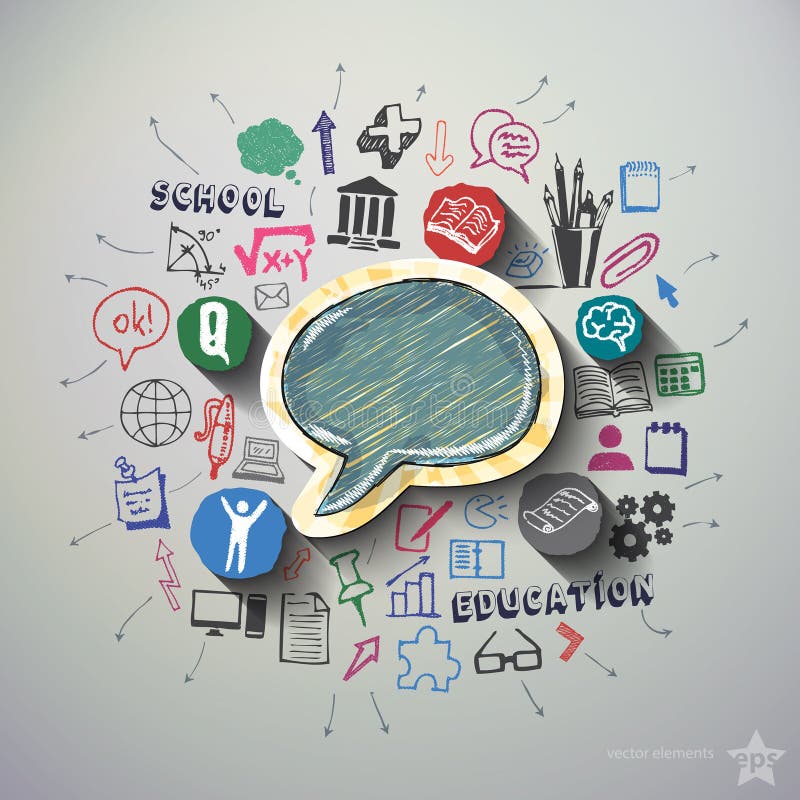 Education Collage with Icons Background Stock Vector - Illustration of ...