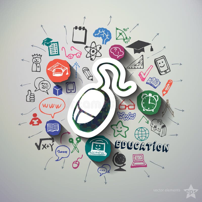 Education Collage with Icons Background Stock Vector - Illustration of ...